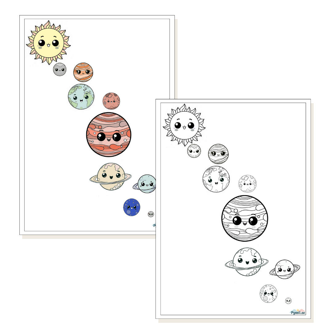 Solsystemet - Rymden - Pedagogiskt - Målarbilder - Pyssli.se