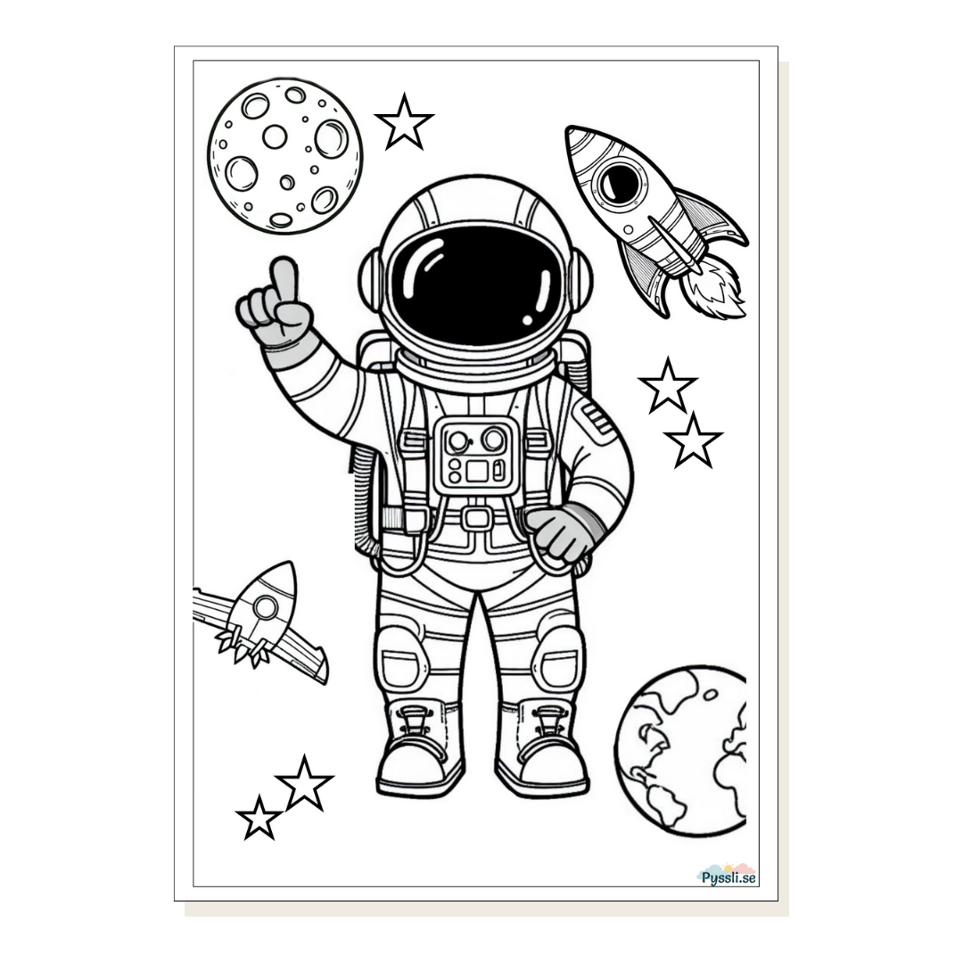 Astronaut - Rymden - Målarbilder - Pyssli.se